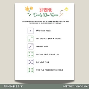 Spring Candy Dice Game Printable, Spring Activity Adults & Kids ...