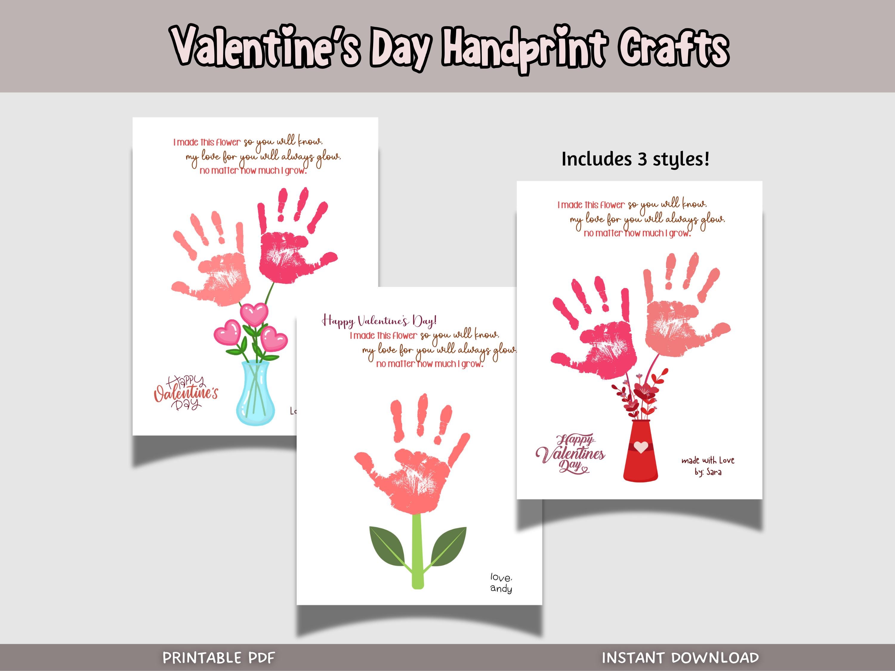 Valentines Day Handprint Craft Printable, Flower Poem Fun Art for Kids ...