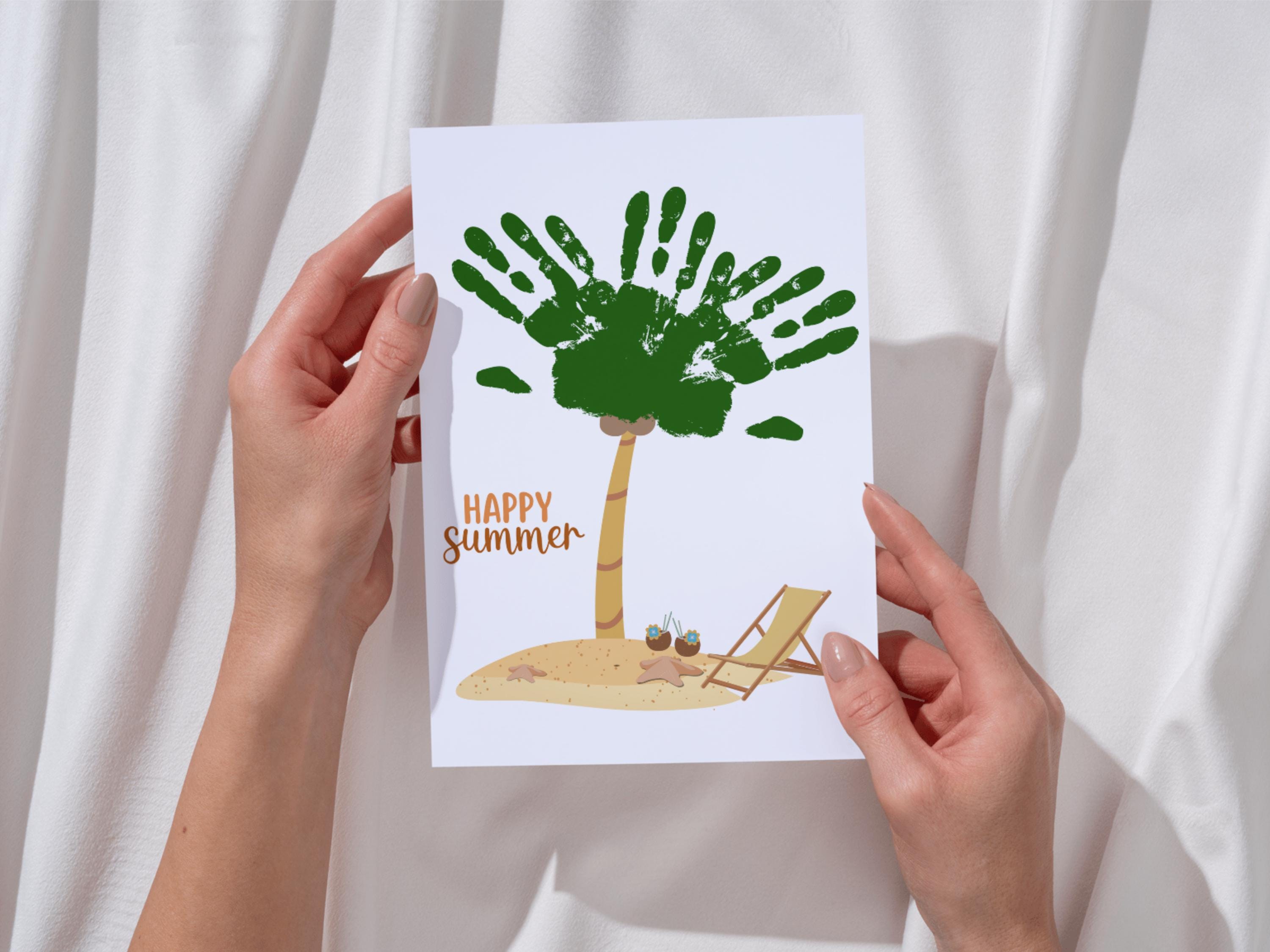 Summer Handprint Craft Printable, DIY Palm Tree Art Project for Kids ...