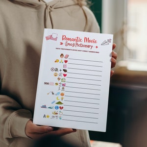 Valentine's Day Romantic Movie Emoji Pictionary Game Printable Activity ...