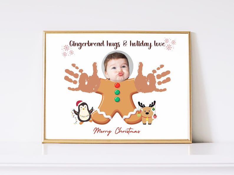 Christmas Handprint Craft Printable for Kids, DIY Winter Photo Art Baby ...
