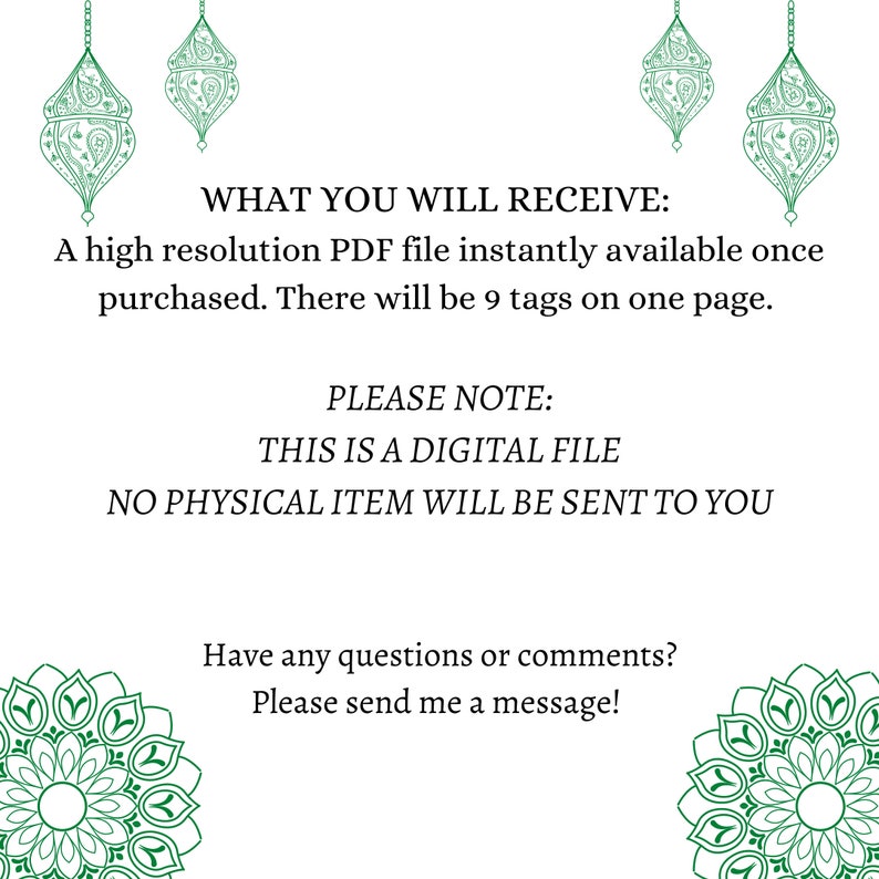 Eid Mubarak Gift Tags Printable Gift Tag Eid Decoration - Etsy UK