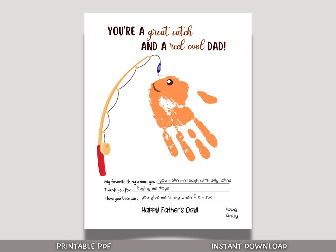 Fathers Day Handprint Craft for Kids Printable, DIY Dad Card Art ...