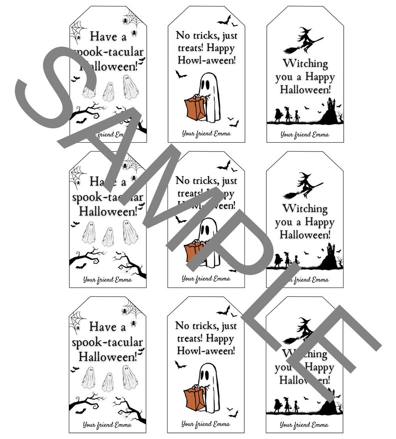 Halloween Favor Tags Printable Template Editable Halloween - Etsy