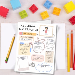 All About My Teacher Printable, Teacher Appreciation Week, Thank You ...