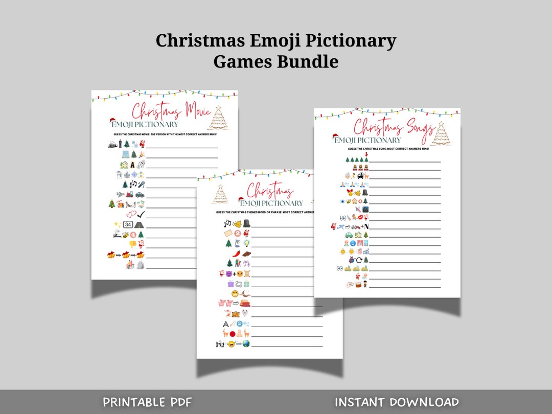 Christmas Emoji Pictionary Bundle, Printable Fun Party Game, Emoji Quiz ...