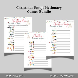 Christmas Emoji Pictionary Bundle, Printable Fun Party Game, Emoji Quiz ...