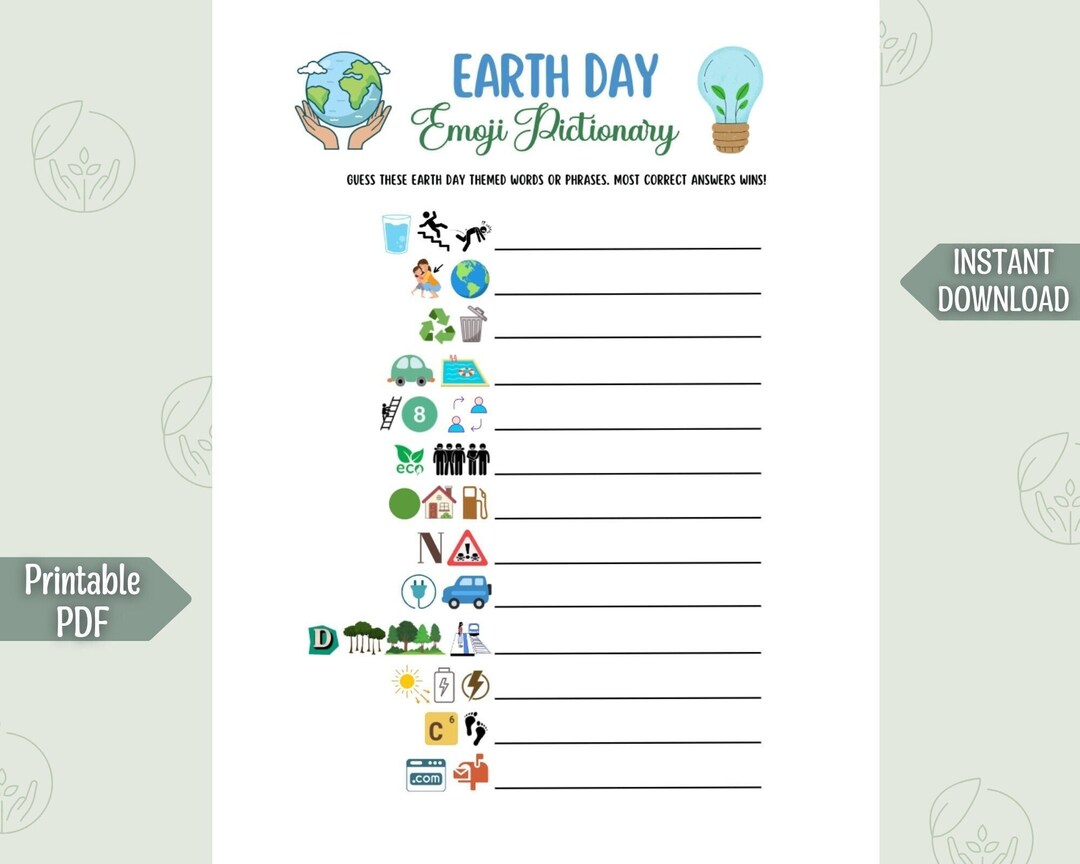 Earth Day Emoji Pictionary Game Printable Party Game for Kids - Etsy UK