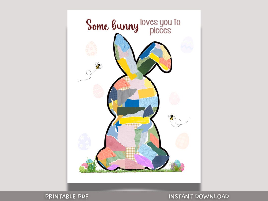 Easter Bunny Crafts for Kids Printable DIY Torn Paper Art Activity ...