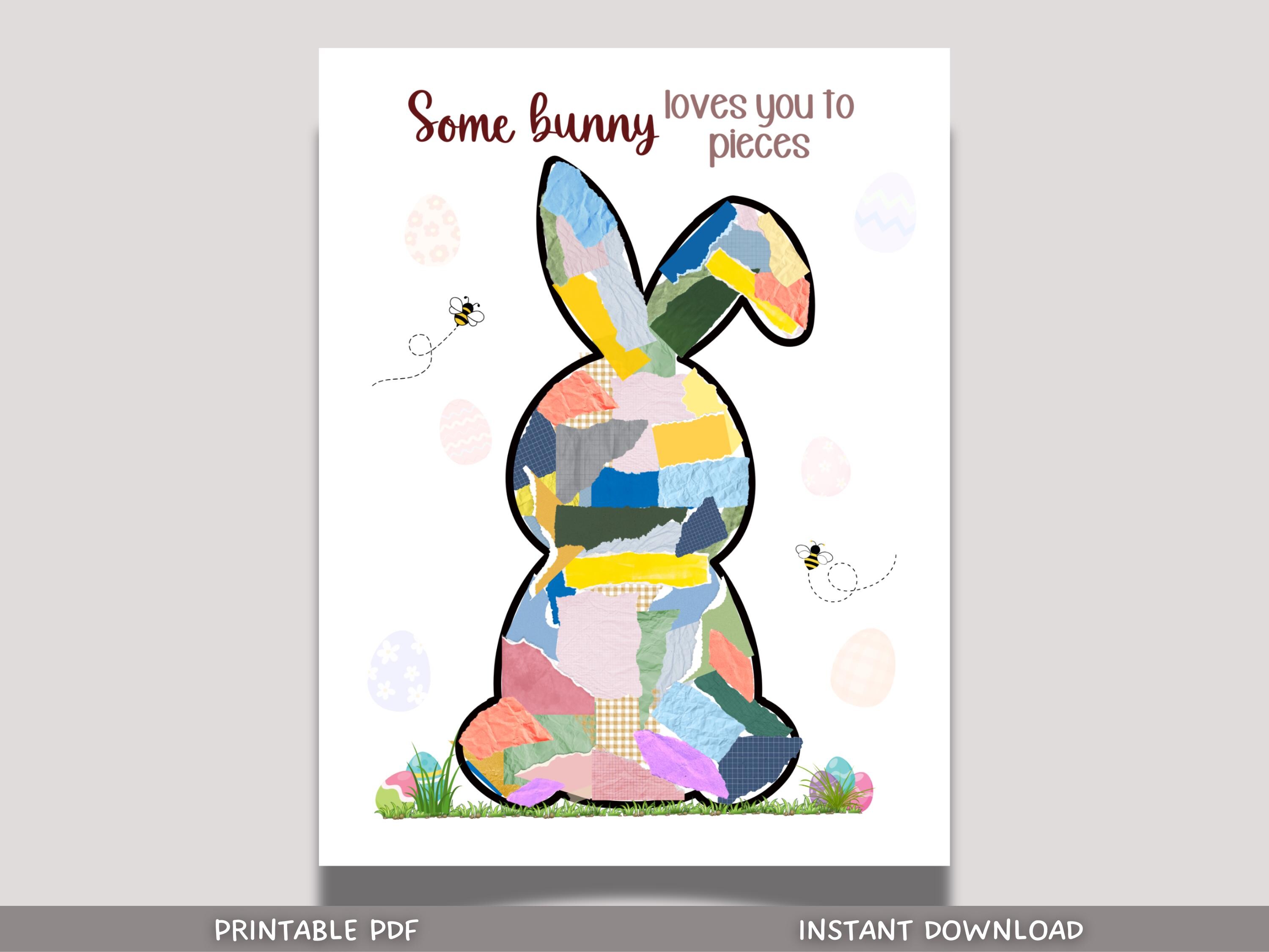 Easter Bunny Crafts for Kids Printable DIY Torn Paper Art Activity ...