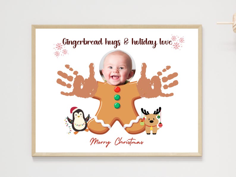 Christmas Handprint Craft Printable for Kids, DIY Winter Photo Art Baby ...