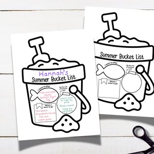 Summer Bucket List Craft for Kids Printable, End of School Year ...