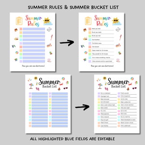 Editable Summer Planner Bundle Printable, Summer Chore Chart for Kids ...