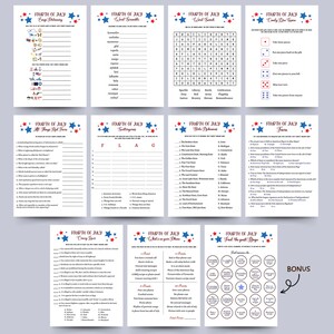 4th of July Games Printable, Independence Day Patriotic American Trivia ...