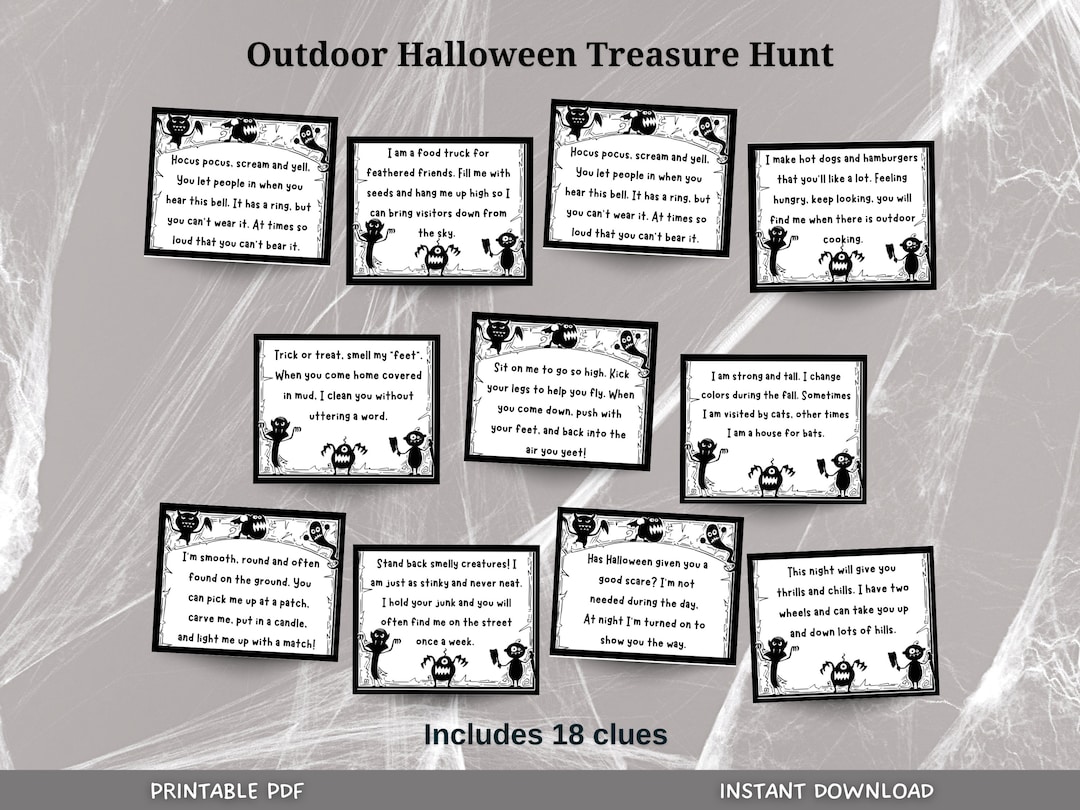 Outdoor Halloween Treasure Hunt for Kids, Halloween Scavenger Hunt ...