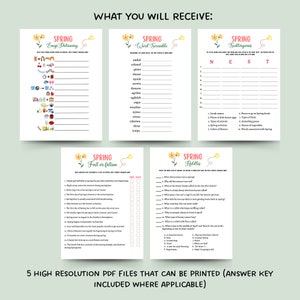 Spring Games Bundle Printable, Spring Activities Adults & Kids, Spring ...