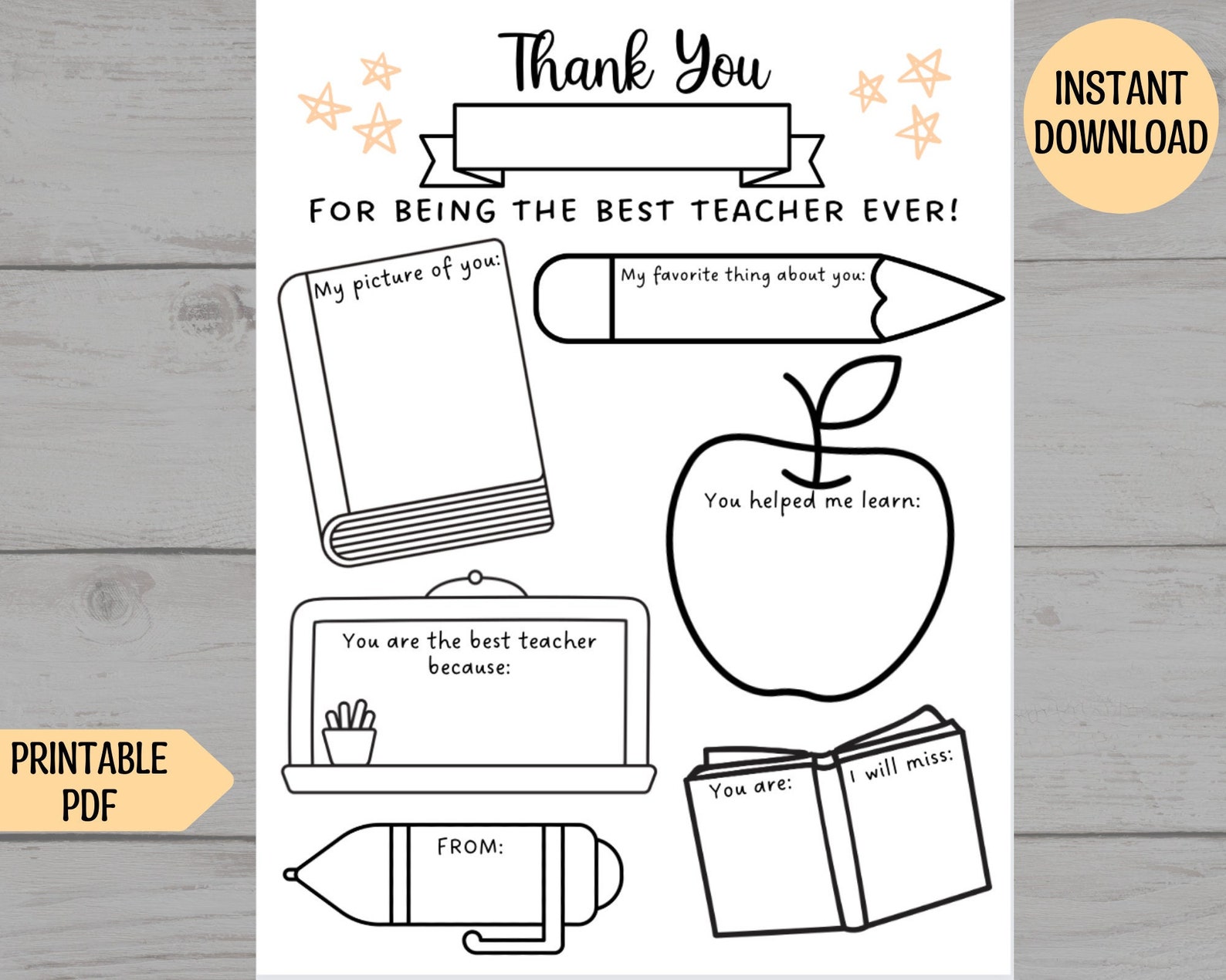 Teacher Appreciation Week Printable Thank You Teacher Gift - Etsy