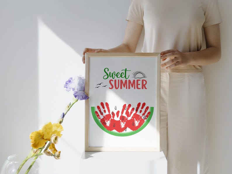 Watermelon Summer Handprint Craft Printable, DIY Art Project for Kids ...