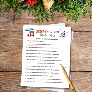 Christmas in July Trivia Game Printable, Summer Christmas Party ...