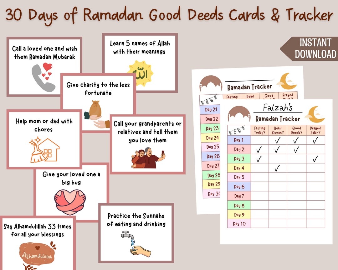 30 Ramadan Good Deeds Cards Printable Ramadan Advent Cards - Etsy