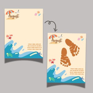 August Handprint Footprint Crafts Printable, DIY Art Kids Preschool ...