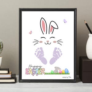 Happy Easter Bunny Footprint Craft for Kids Printable, DIY Handprint ...