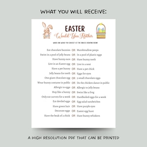 Easter Would You Rather Game Printable, This or That Easter Party Game ...