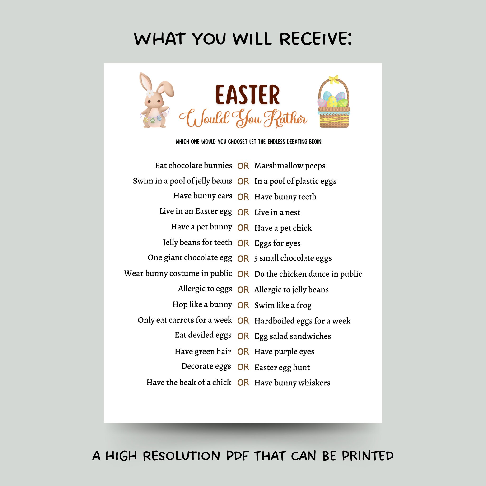 Easter Would You Rather Game Printable, This or That Easter Party Game ...