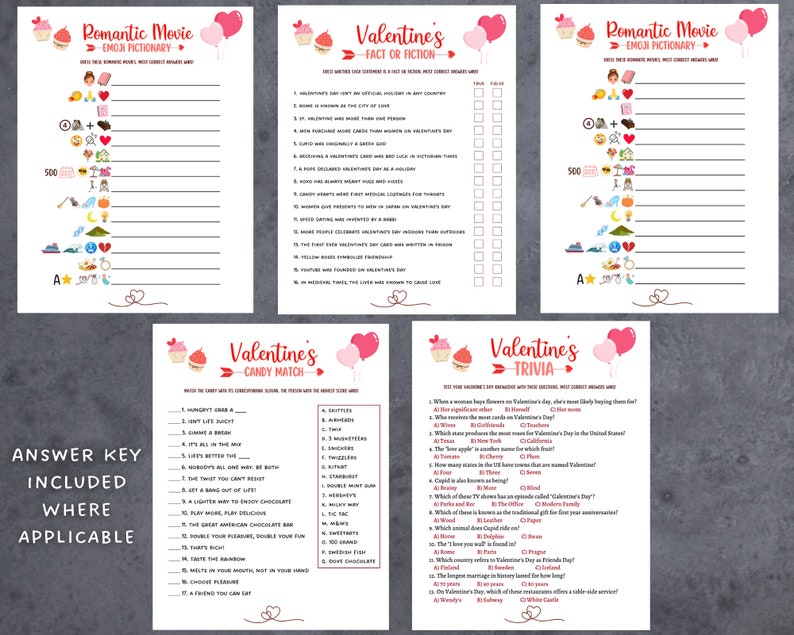 Valentine's Day Games Bundle Printable for Adults - Etsy