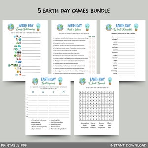 Earth Day Games Bundle Printable, Environmental Activities Adults ...