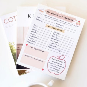 All About My Teacher Survey, Back to School Teacher Questionnaire ...