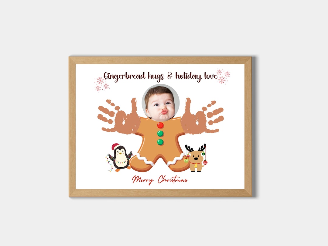 Christmas Handprint Craft Printable for Kids, DIY Winter Photo Art Baby ...