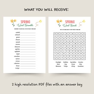 Spring Word Search Game Printable, Spring Activity Adults and Kids ...
