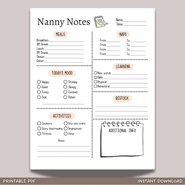 Toddler Daily Sheet - Etsy