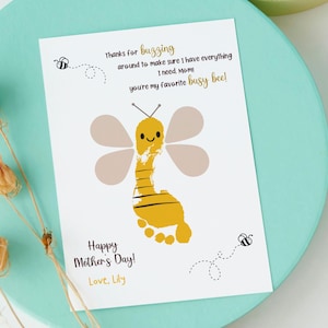 Mothers Day Footprint Craft for Kids Printable Card Art Activity ...