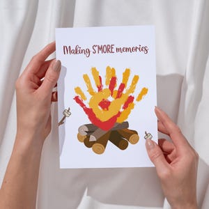 Summer Handprint Craft Printable, DIY Camp Fire Art Project Kids ...
