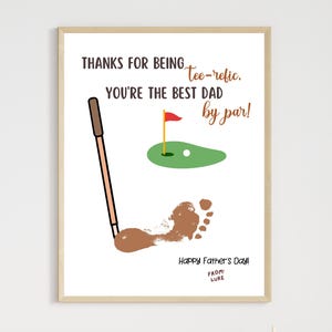 Fathers Day Footprint Craft for Kids Printable DIY Golf Dad Card Art ...