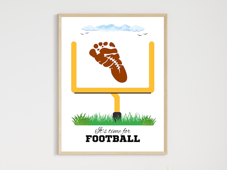 Football Footprint Craft Printable for Kids, DIY Sports Wall Art ...