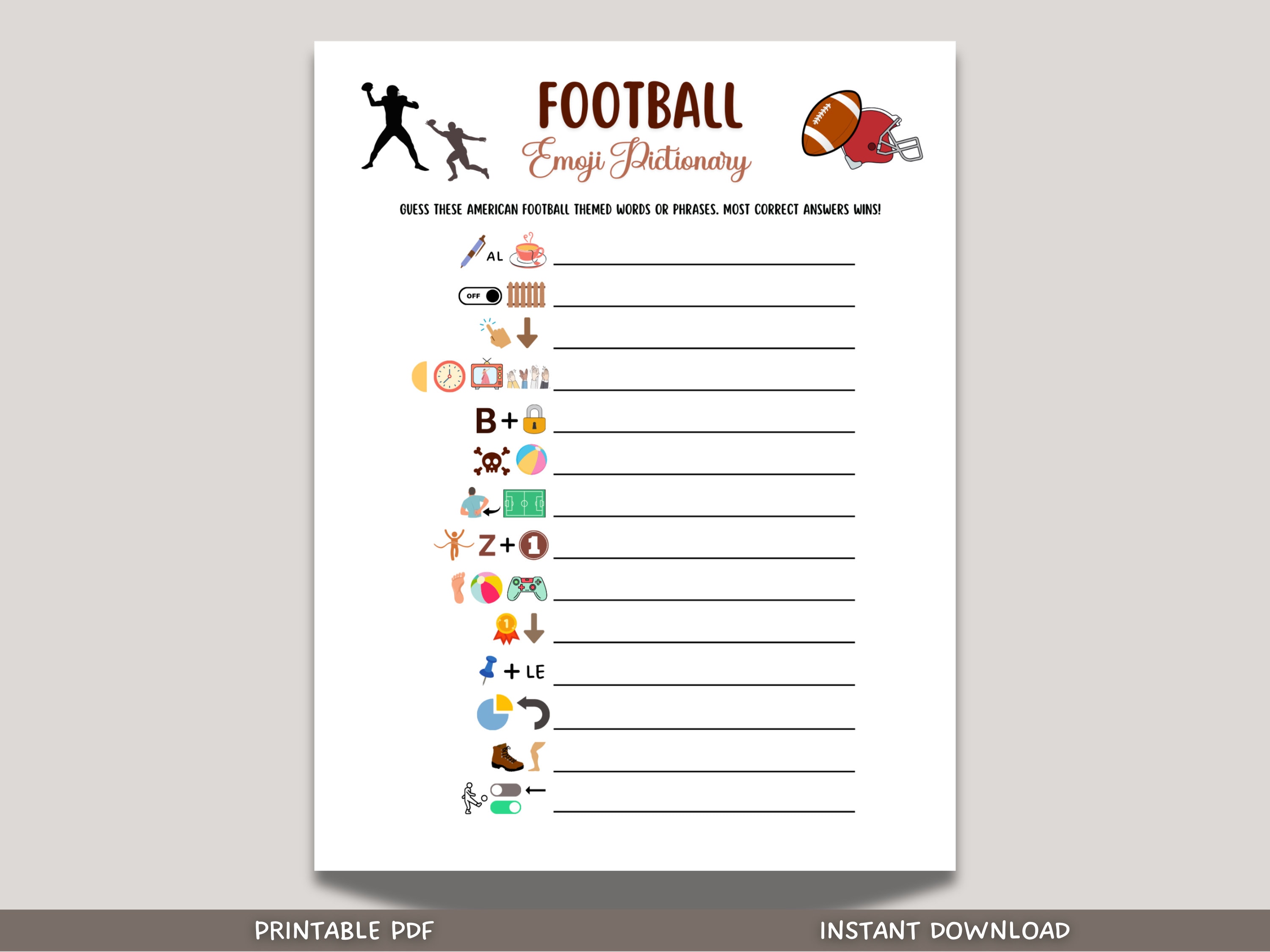 Fußball Emoji Pictionary Game Printable, Fußball-Partyspiel, Büro ...
