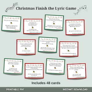 Christmas Finish the Lyric Game Printable, Christmas Carol Finish the ...