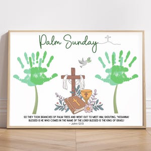 Palm Sunday Easter Handprint Craft Printable Bible Lesson DIY Religious ...