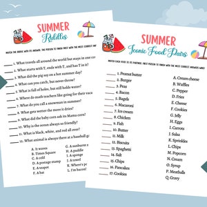 Summer Riddles Game Printable Pool Party Games Summer Camp - Etsy