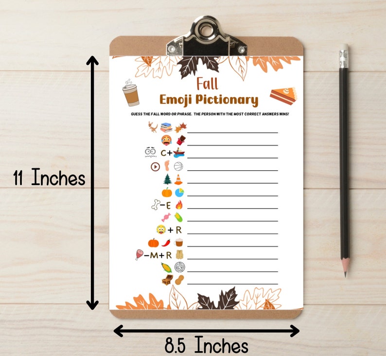 Fall Emoji Pictionary Game Printable Fun Autumn Games Emoji - Etsy UK