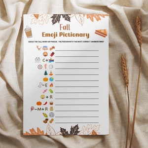 Fall Emoji Pictionary Game Printable, Fun Autumn Games, Emoji Game ...