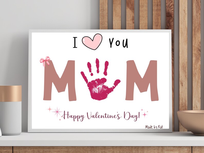 Valentines Day Handprint Holiday Crafts Printable Cute DIY Mom Art for ...