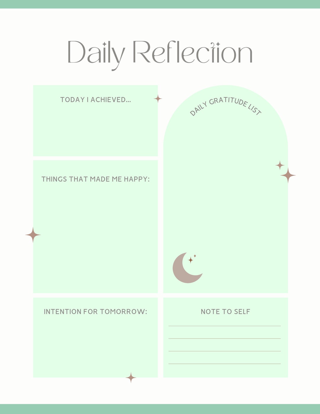 Daily Reflection Printable Page in Mint - Etsy