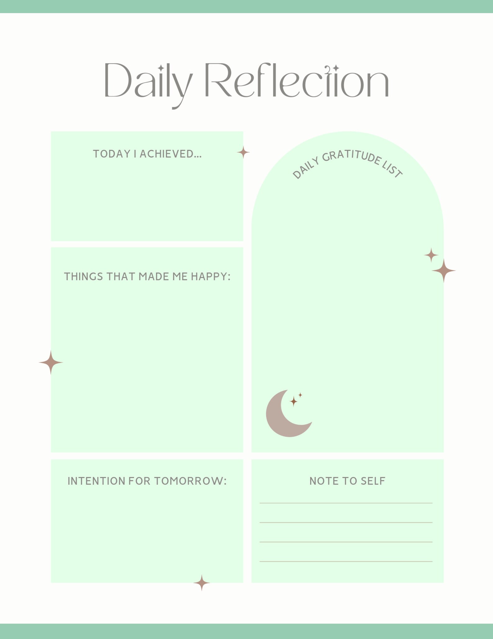 Daily Reflection Printable Page in Mint - Etsy