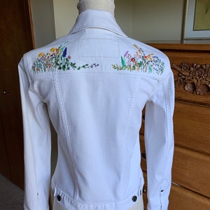 Denim Jacket - Wheat & Wildflowers - Women's XS - Hand-embroidered - Etsy