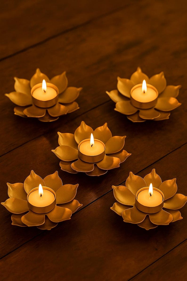 Metal Lotus T-light Candle Holder Diwali Decoration,party Facors ...