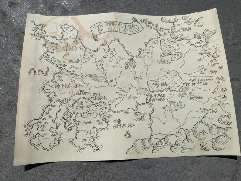 Custom Fantasy Map - Tolkien Style Map - Dungeon and Dragons World Map ...